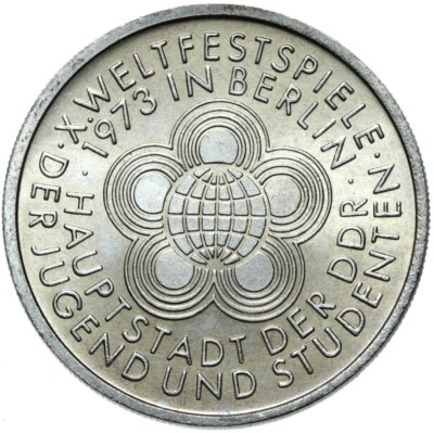 Commemorative coin East Germany GDR 10 Mark 1973 A Weltfestspiele der ...