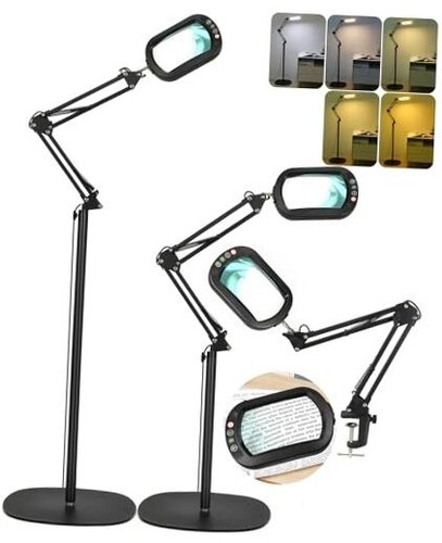 10X Rectangle Magnifying Glass with Light and stand, 5*3 Inch Real ...