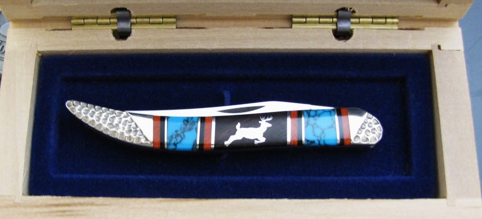 Case XX David Yellowhorse Toothpick Knife Running Deer Inlay & Exotic ...