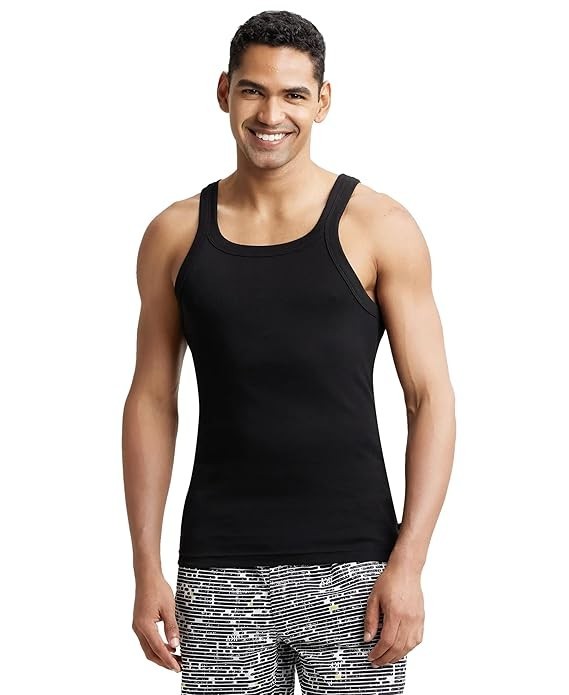 JOCKEY US26 Men's Super Combed Cotton Rib Square Neckline GymVest color ...