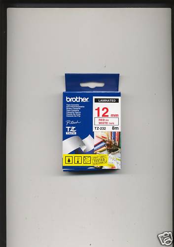 BROTHER P-TOUCH TAPE TZ-232 RED ON WHITE12MM | eBay Australia