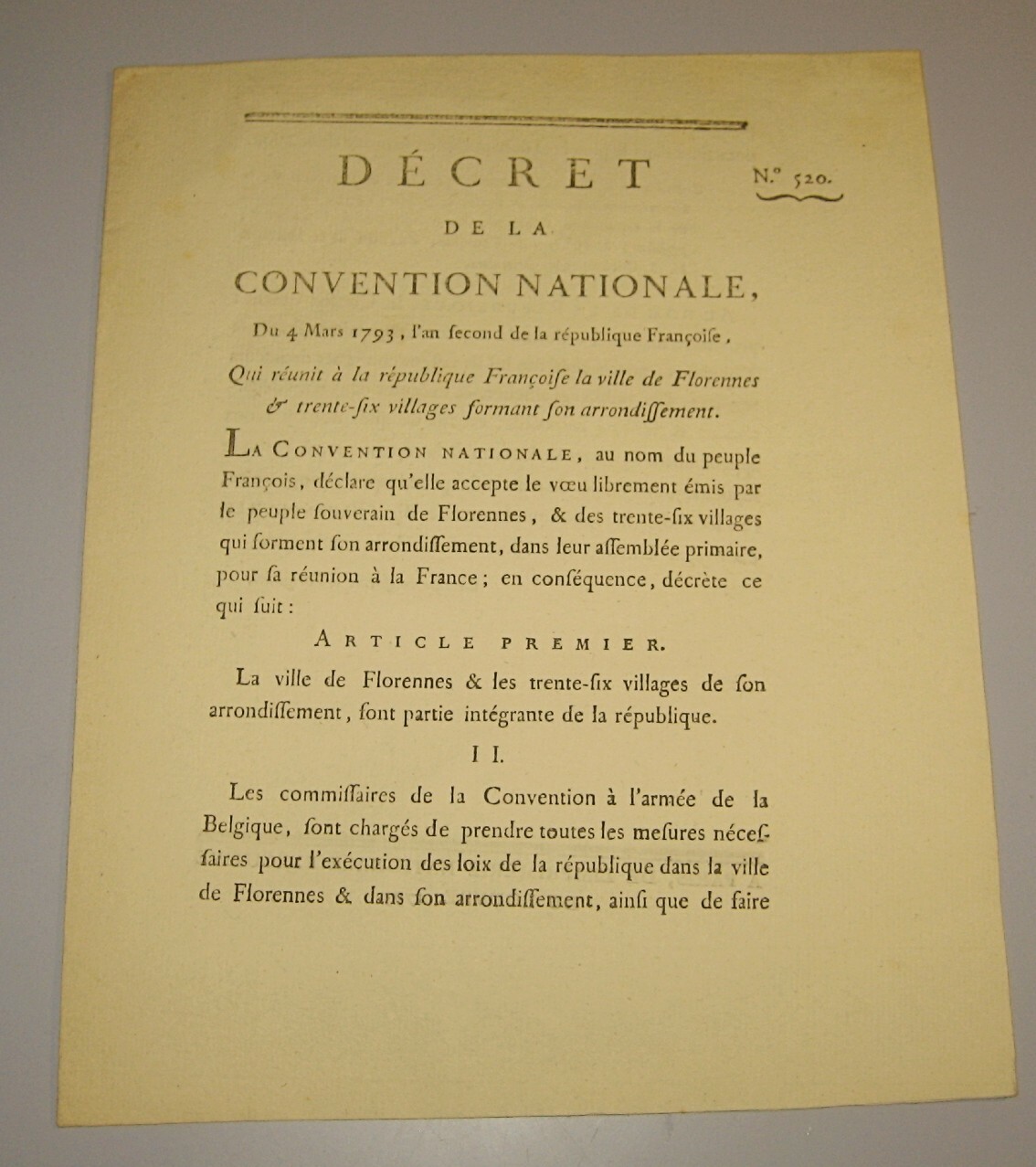 Decree of the French Revolution of 1793 Florennes Belgium | eBay