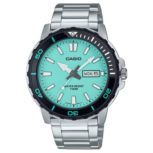 Casio Marine Sports Duro Analog Metal Silver Turquoise Blue Watch MTD ...