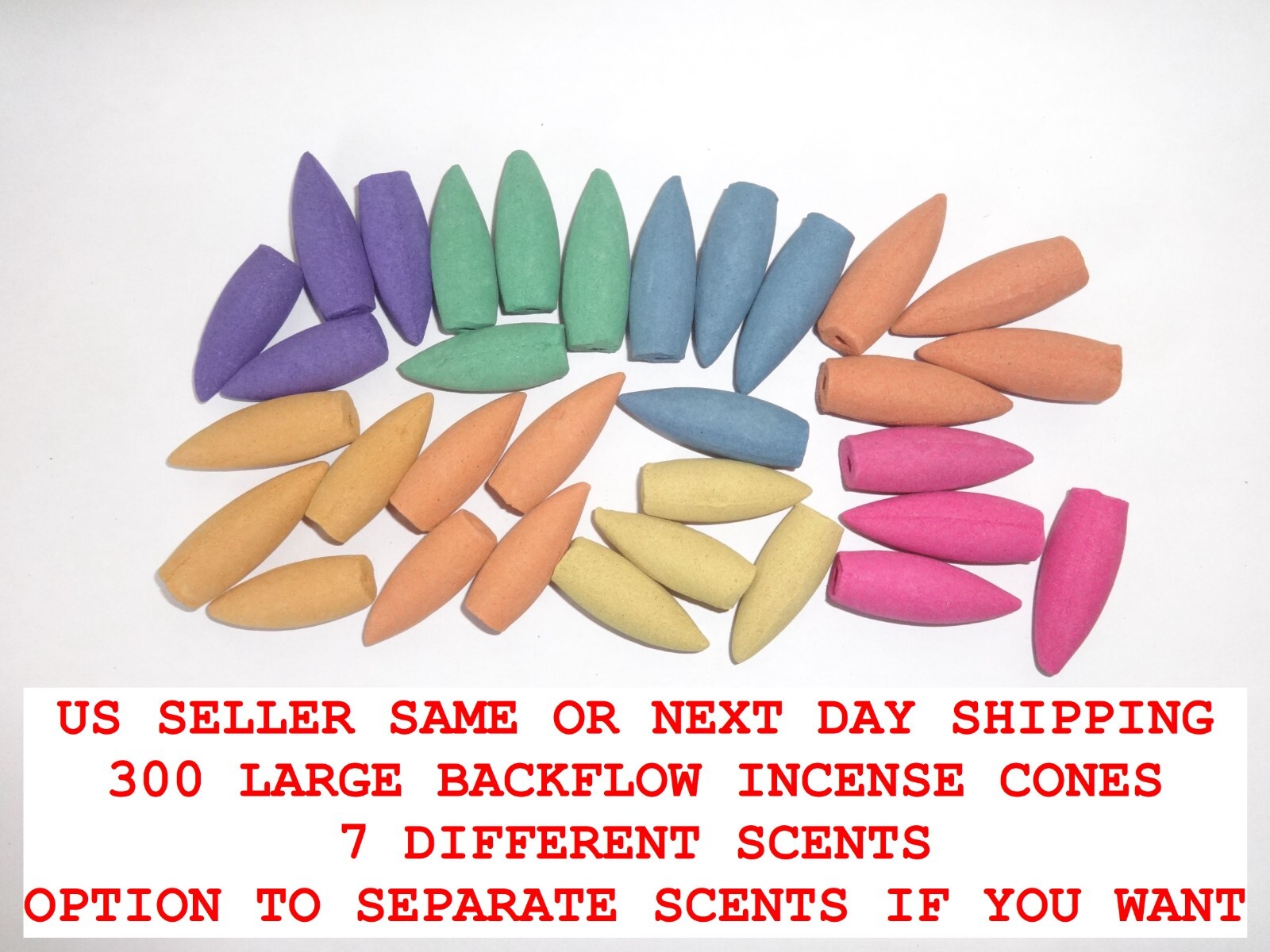 300 NEW BIG LARGE BACKFLOW INCENSE CONES BURNER 7 SCENT MIX | eBay