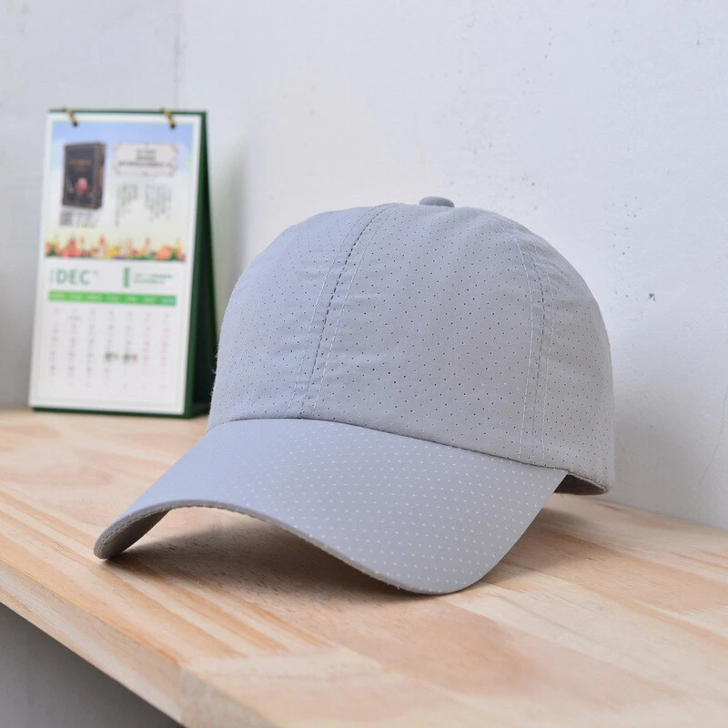 2x Quick Dry Baseball Cap Laser Cut Mesh Ball Curved Brim Snapback Hat ...