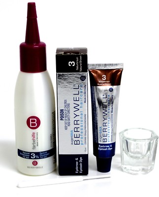 Berrywell #3 Natural Brown Eyelash & Eyebrow Tint kit with Developer ...