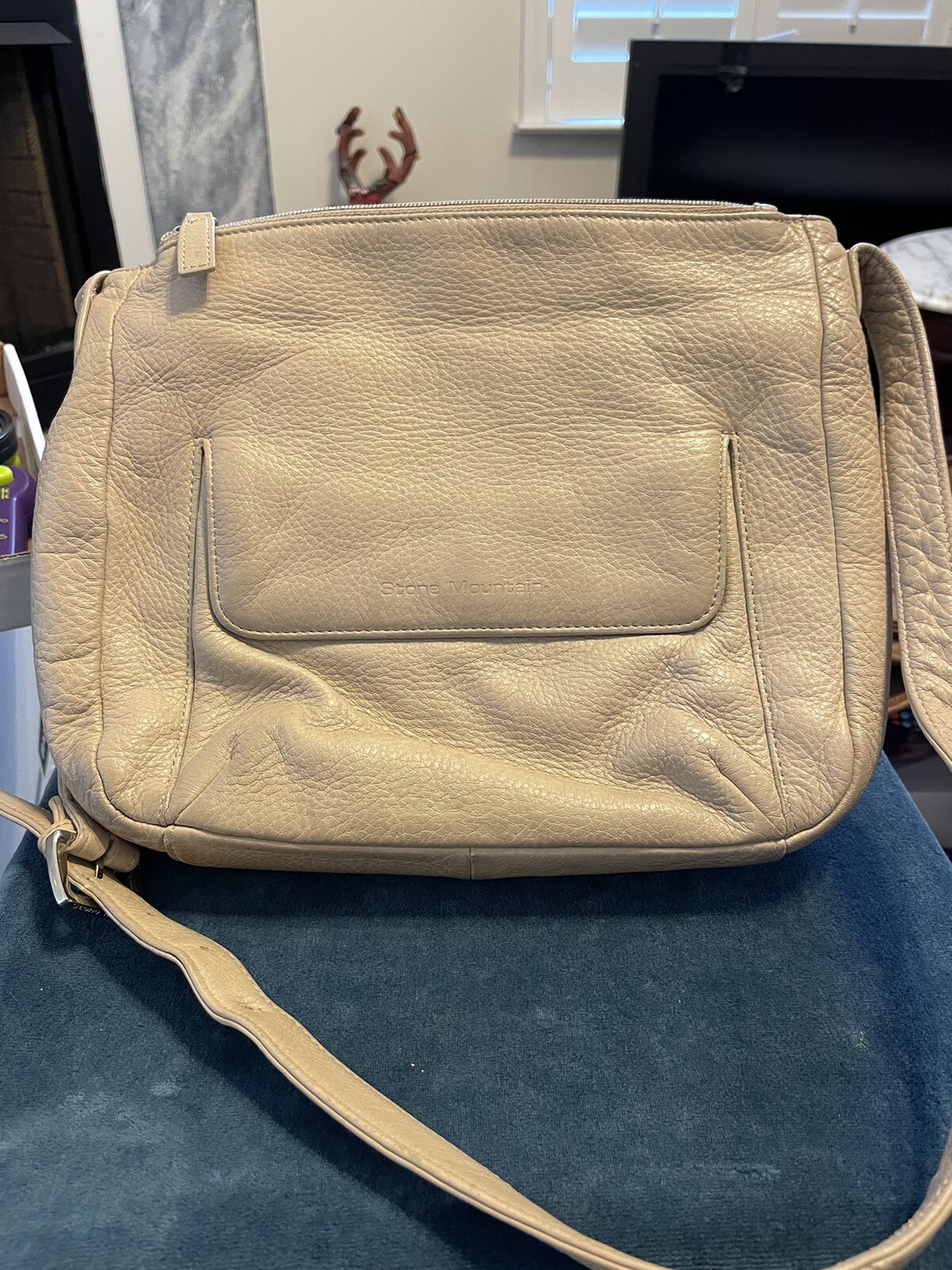 Stone Mountain Leather Shoulder Bag Vintage Bone/Tan Purse 3 Sections ...