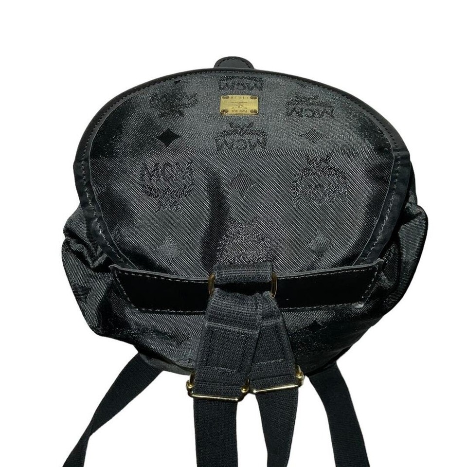 Vintage MCM Logo Nylon Small Black Backpack with Leather Trim | eBay
