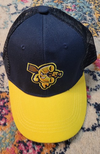 Kalamazoo Mac Daddies Baseball Trucker Hat Cap snapback Blue Yellow ...