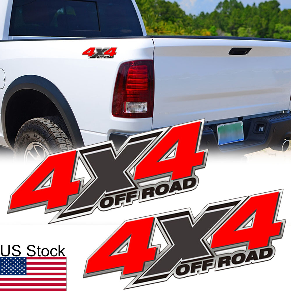 2pcs Red 4x4 Off Road Rear Truck Bed Side Vinyl Decal Stickers For Ram ...