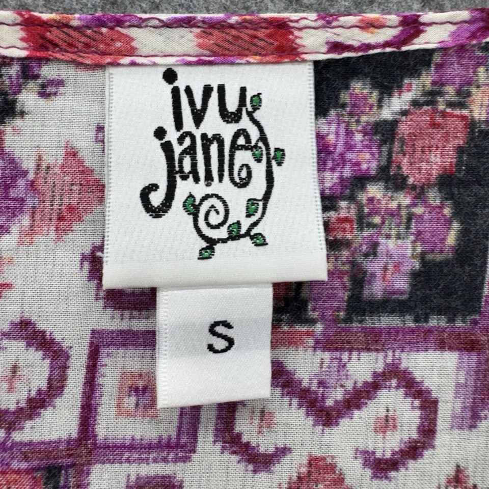 Ivy Jane WomensTunic Blouse Size Small Purple Red Boho Hippie Flowy ...