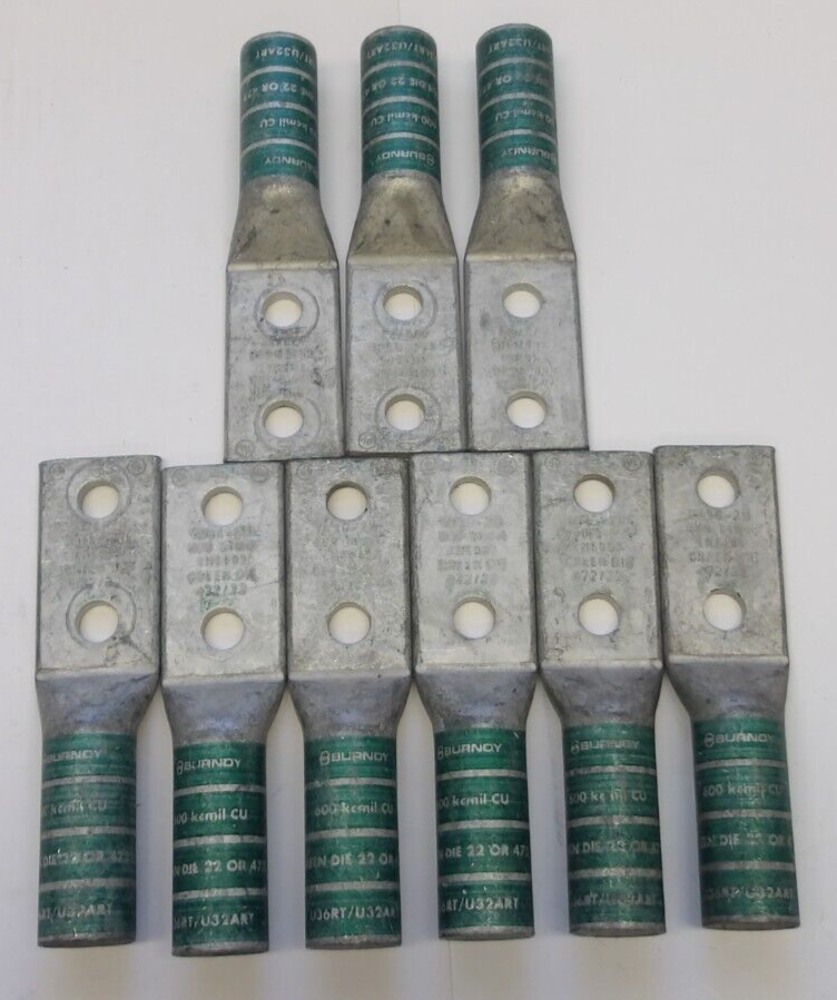 BURNDY CAT NO: YA36-2N 600KCMIL COMPRESSION LUG 2 HOLE 1/2" STUD 1-3/4 ...