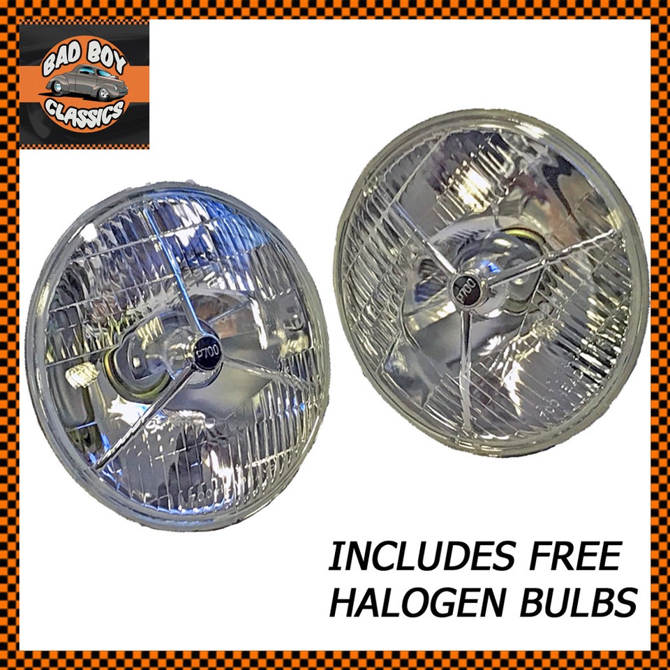 7" P700 Tripod H4 Conversion Halogen Headlamp Headlight Pair MORRIS ...