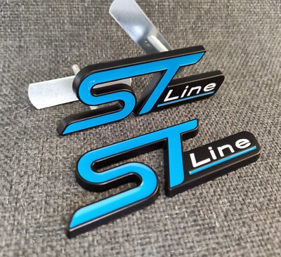 Gloss Blue Black ST Line Front Grille Rear Badge Emblem for Ford Fiesta ...
