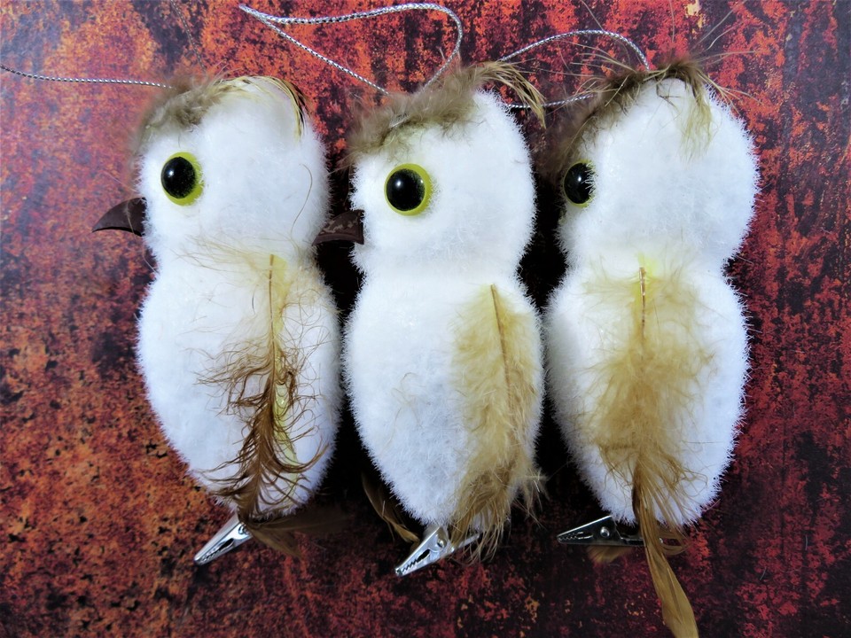 Trio Fluffy Downy Owlets Ornaments Clip-ons And Hangers Some Real ...