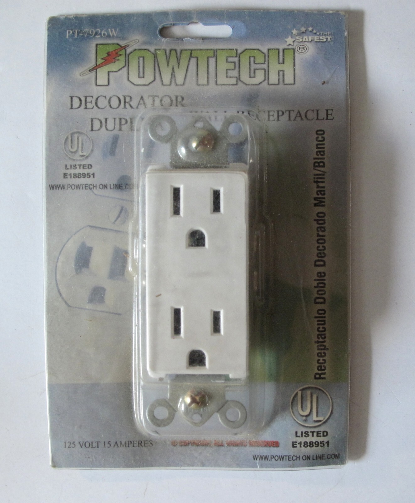 Powertech Outlet Duplex Wall Receptacle 125V 15 Amp Residential Dual ...