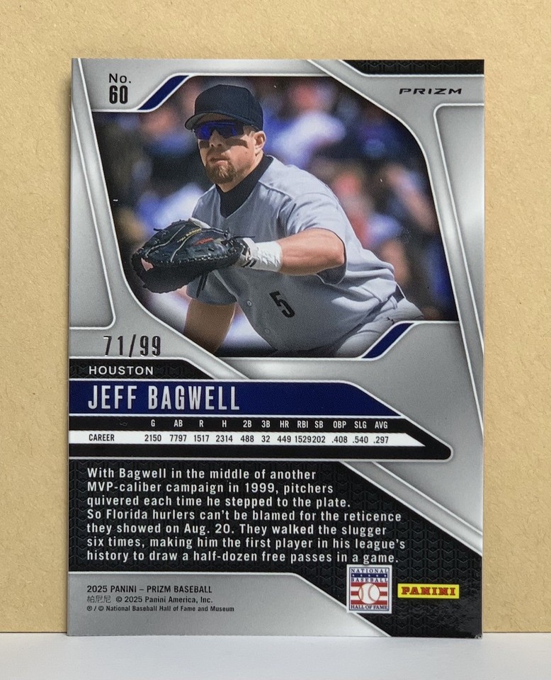 2025 Panini Prizm #60 Jeff Bagwell Red Power Prizms #/99 #71/99 Houston ...