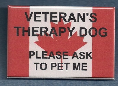 VETERAN'S THERAPY DOG PLEASE ASK TO PET ME - therapy dog button w/pin ...