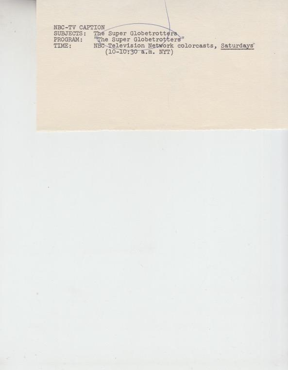 Clarence Wilson "The Super Globetrotters" NBC -Original TV Still | eBay