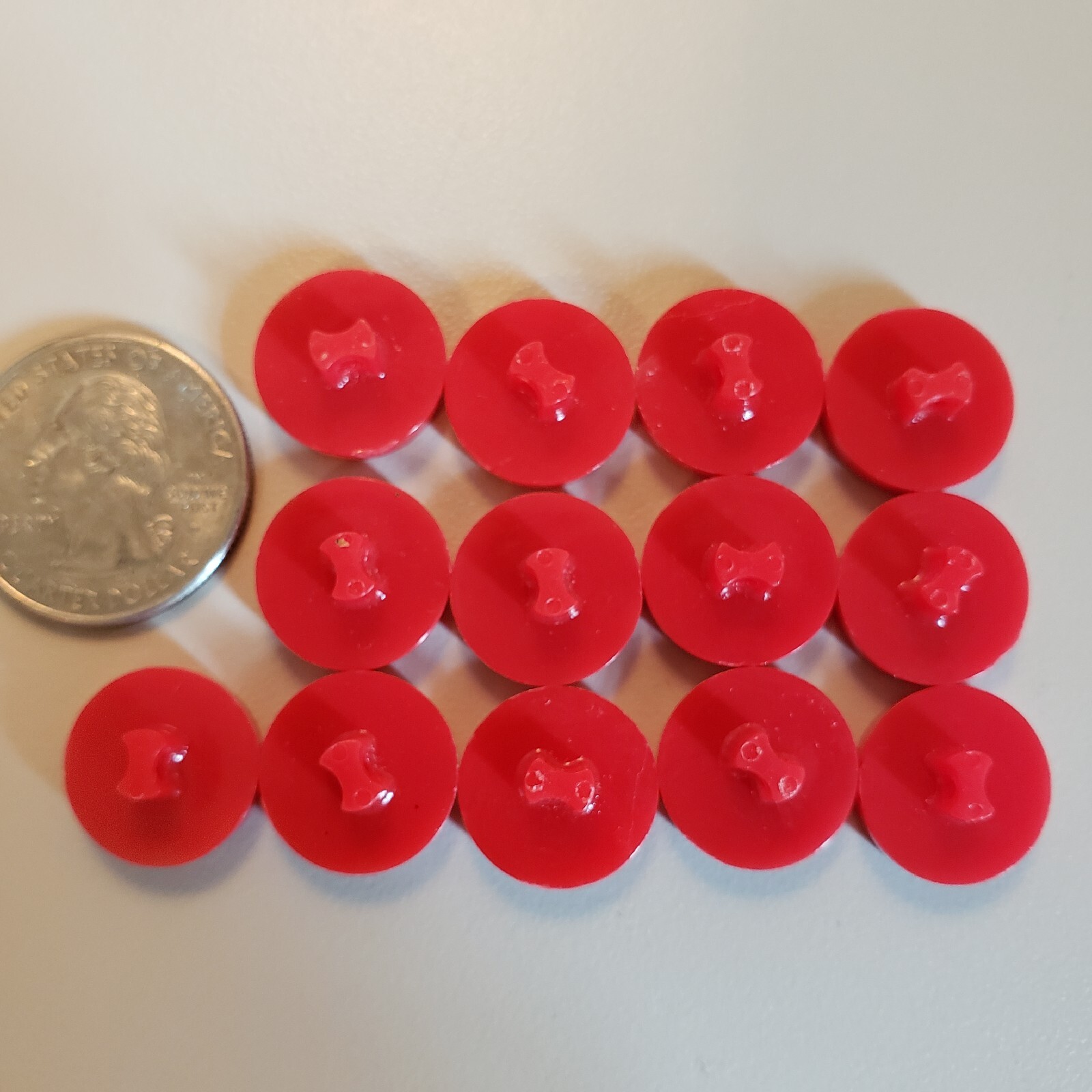 Vintage Red Plastic Buttons 9/16" 4-Hole Faux Design Shank Style Small Lot of 13 | eBay