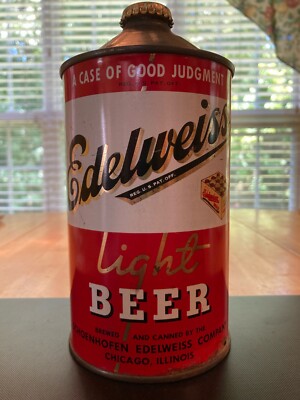Edelweiss (Light) Beer, Quart Cone Top IRTP, Empty Indoor Can, Can That ...
