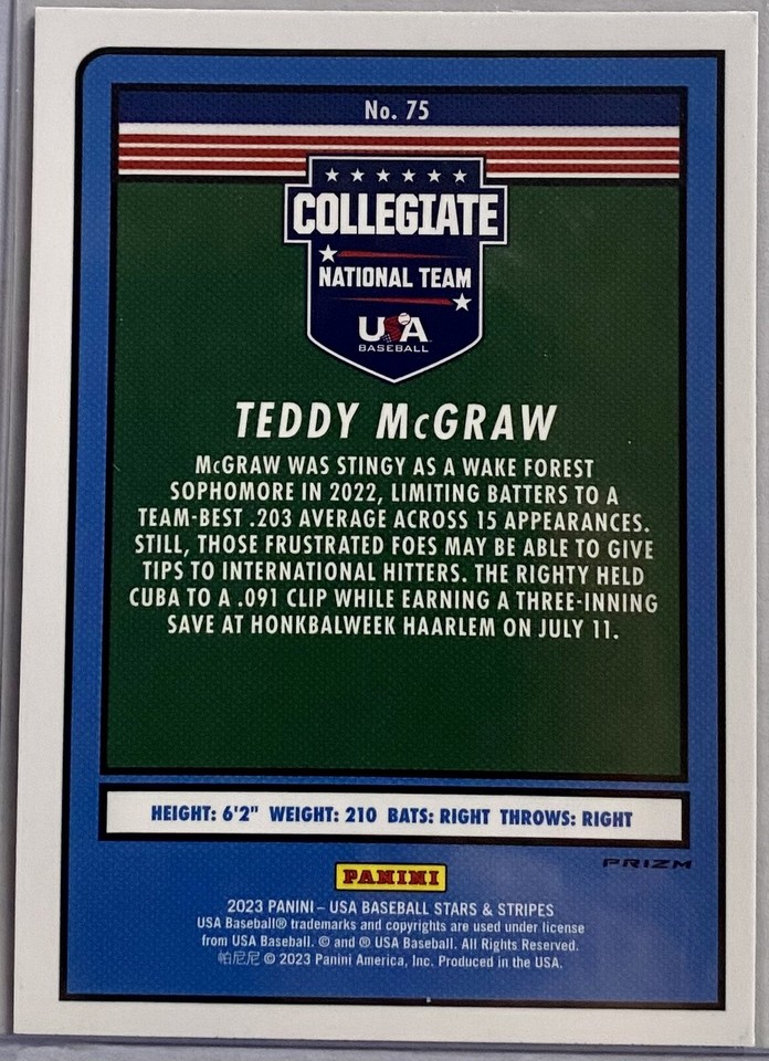 2023 Panini Stars & Stripes Stars Prizm #75 TEDDY MCGRAW | eBay