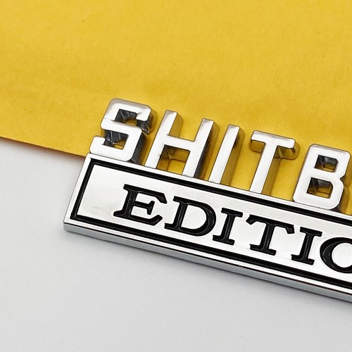 2x Silver & Black Metal Shitbox Edition Car Emblem Chrome Sport Logo ...