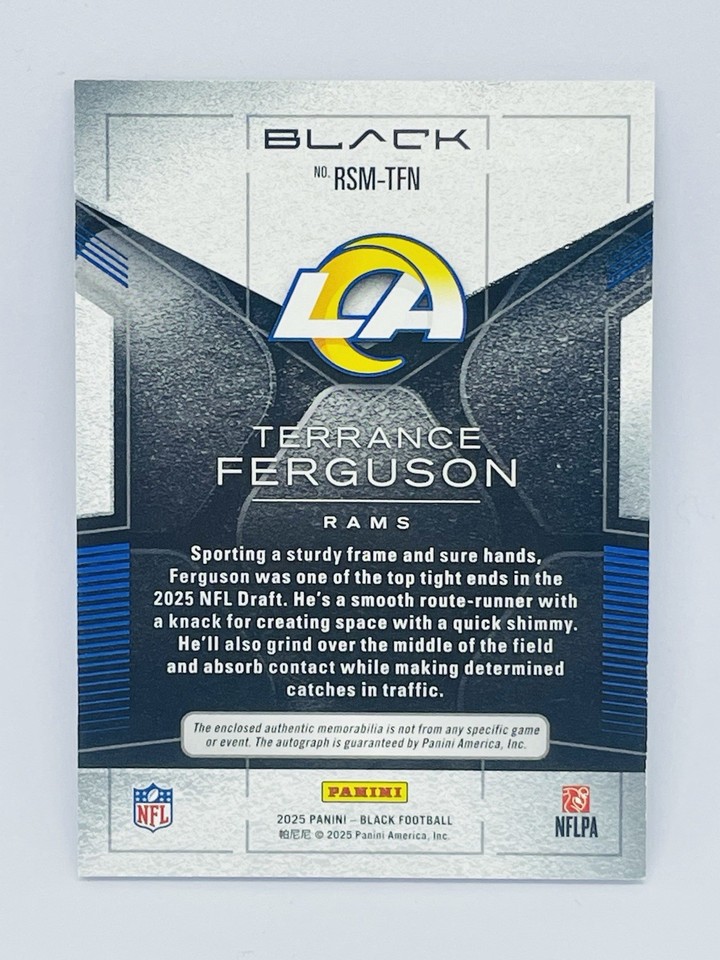2025 Panini Black Terrance Ferguson LA Rams Rookie Gold Patch Auto # ...