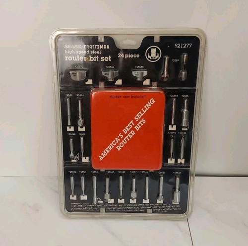NOS Vintage Craftsman Router Bit Kit Set 9-21277 24 Pieces with Storage ...