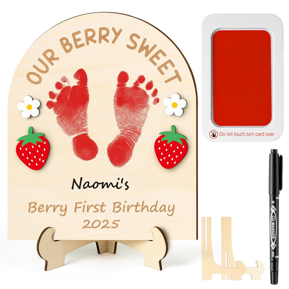 Baby'S 3D Berry First Birthday Footprint or Handprint Art Sign, Our ...