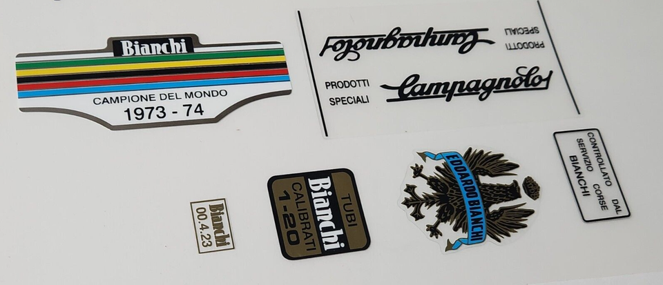 Bicycle Sticker Decal Set fits Vintage Bianchi Campione Del Mondo 1973 ...