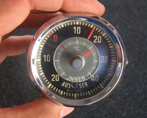 MOTOMETER INSIDE OUTSIDE THERMOMETER GAUGE MOTO METER THERMO PORSCHE ...