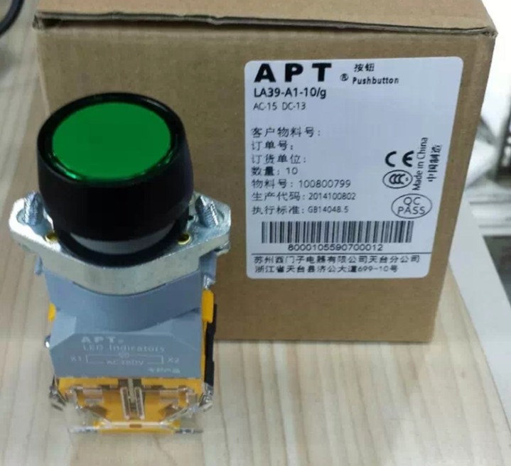 1PC New APT LA39-A1-10/G LA39-A1-10 Pushbutton Switch Green 1NO Brand ...