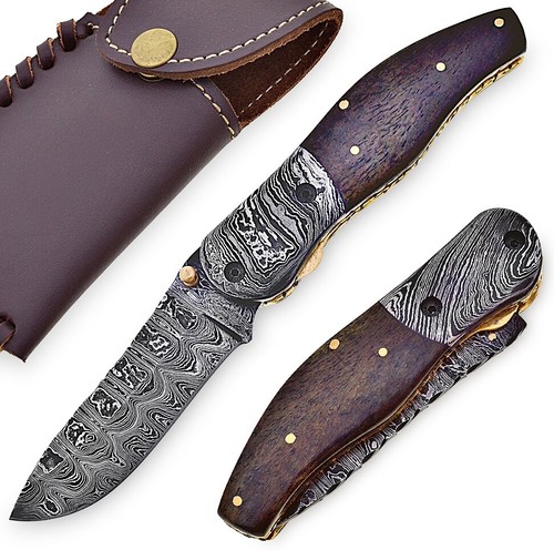 Aisha Tech Custom Hand made pocket knives Damascus Blade Bone handle AT ...