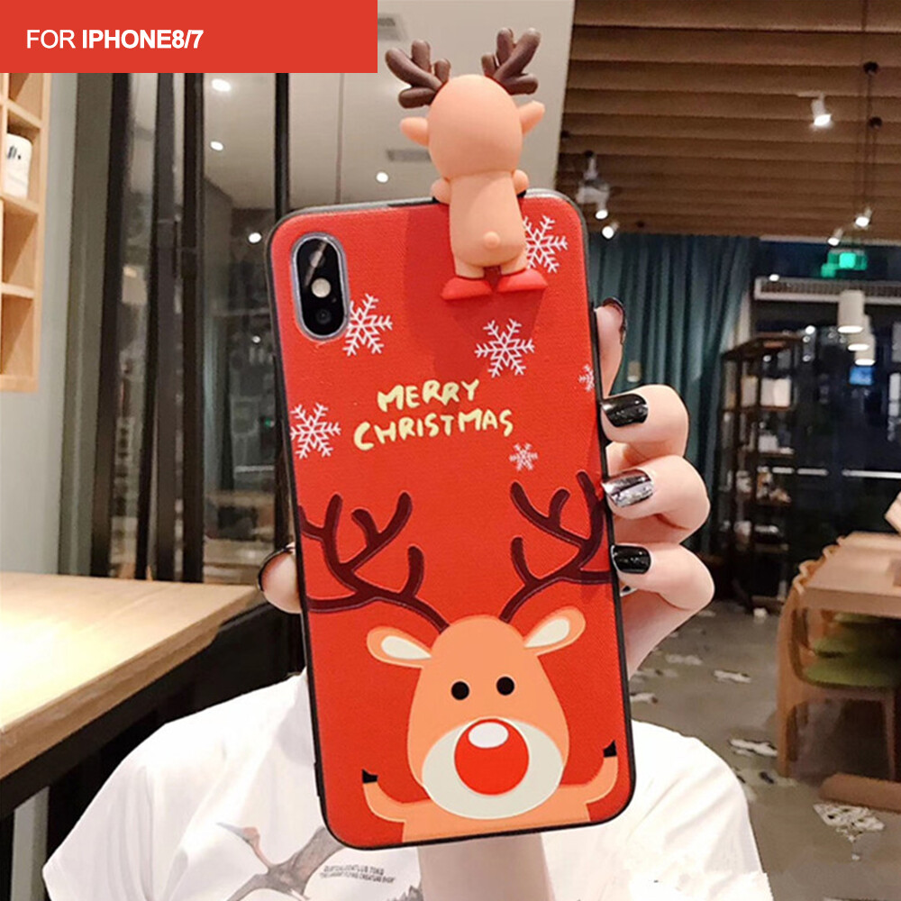 3D Christmas Cartoon Phone Cover Case For Apple iPhone Xmas Claus Santa ...