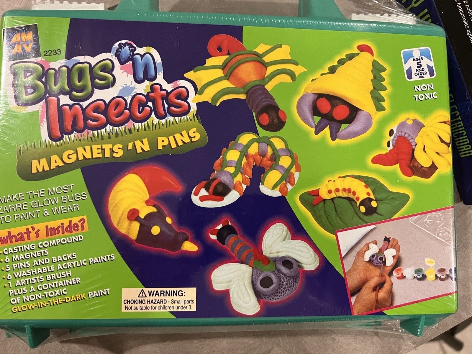 BUGS'N INSECTS MAGNETS'N PINS GLOW IN THE DARK MAKE AND PAINT NEW ...