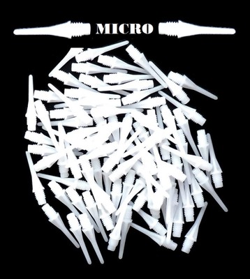 100 Harrows White 19mm Plastic Micro Soft Tip Dart Points - Ships w ...