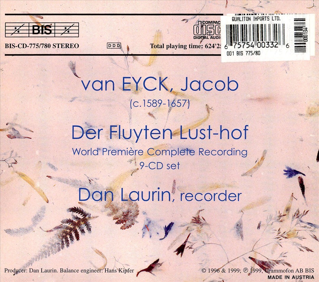 DAN LAURIN JACOB VAN EYCK: DER FLUYTEN LUST-HOF NEW CD 7318597757805| eBay