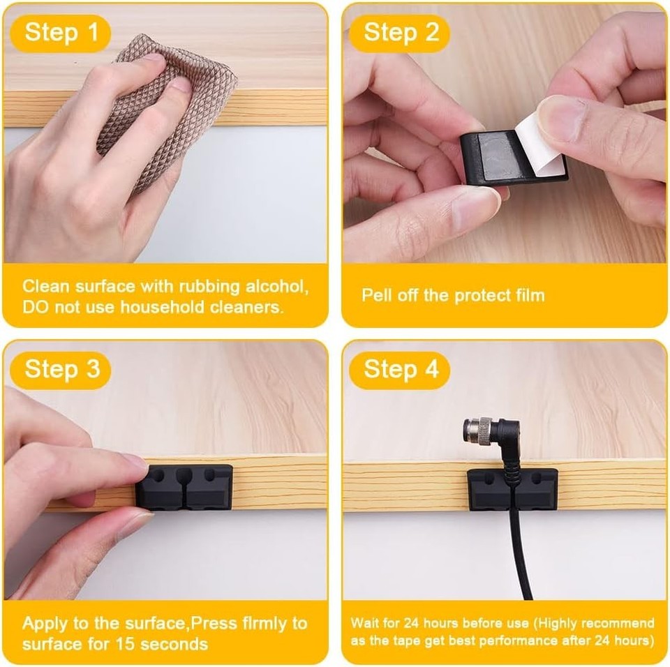 8 Pcs Cable Clip Grip Desk Wall Organizer Wire Cord Type USB Charger ...