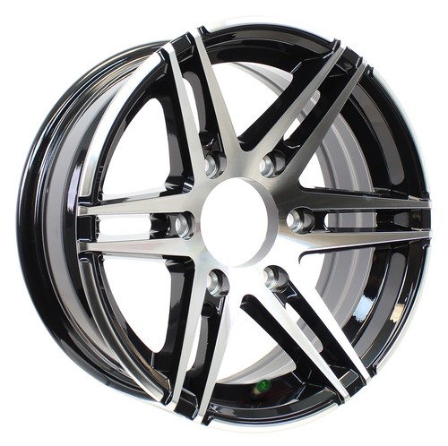 eCustomrim Two Aluminum Trailer Wheels 15X6 15 Inch Rim Black Machined ...