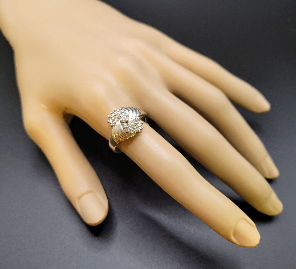 Vintage LIND Silver Plate SP Rhinestone Cluster Ring SIZE 8 Chic ...