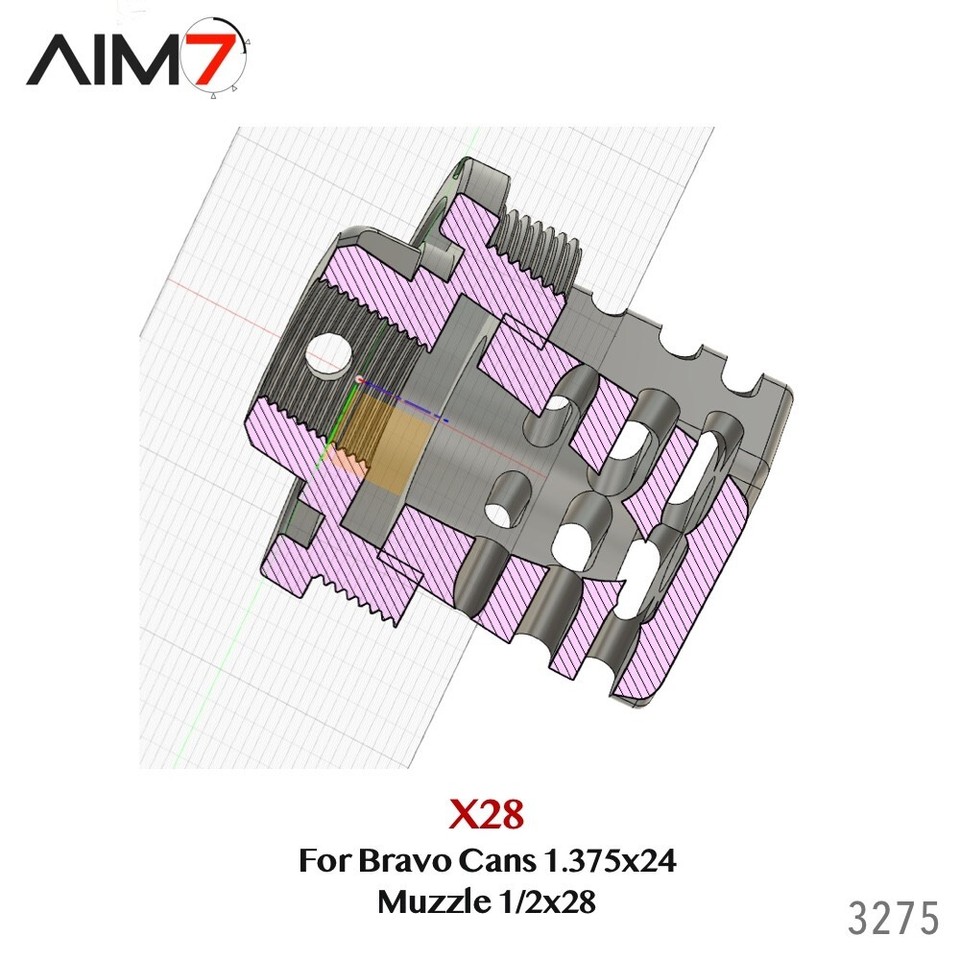 Aim7 X28 Muzzle Brake 1/2x28 For Tubes 1.375"x24 | eBay