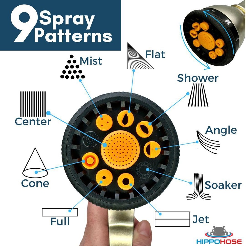 Spray Nozzle for Garden Hose - 9 Spray Patterns | eBay