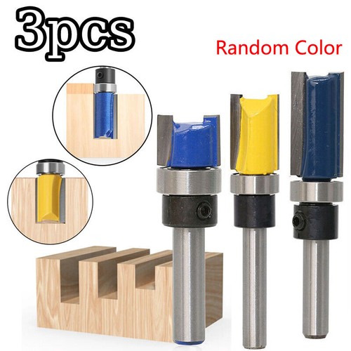3pcs Router Bit Set Template Cutter 1/4" Shank Straight Woodwork Wood ...