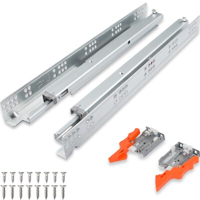 Undermount Drawer Slides Soft Close 12 15 18 & 21 inch For 1/2-5/8 ...