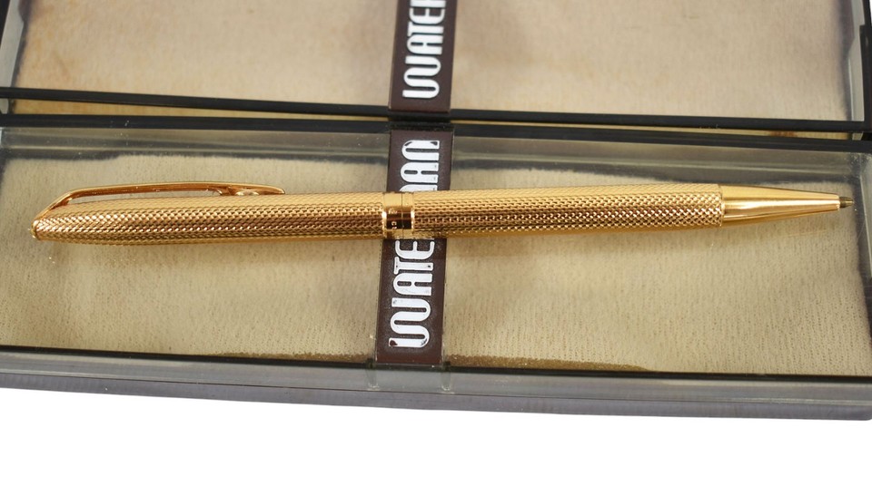 Vintage Waterman Gold Plated Plaque OR G Ballpoint Pen & Pencil Boxed ...