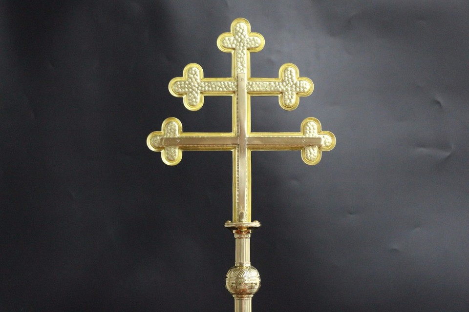 Double Bar cross Processional Cross Ornate Church Article Altar DX-020 ...