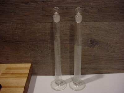 2 vintage,different NORMAX graduated 25ML TALL lab beakers w/glass ...