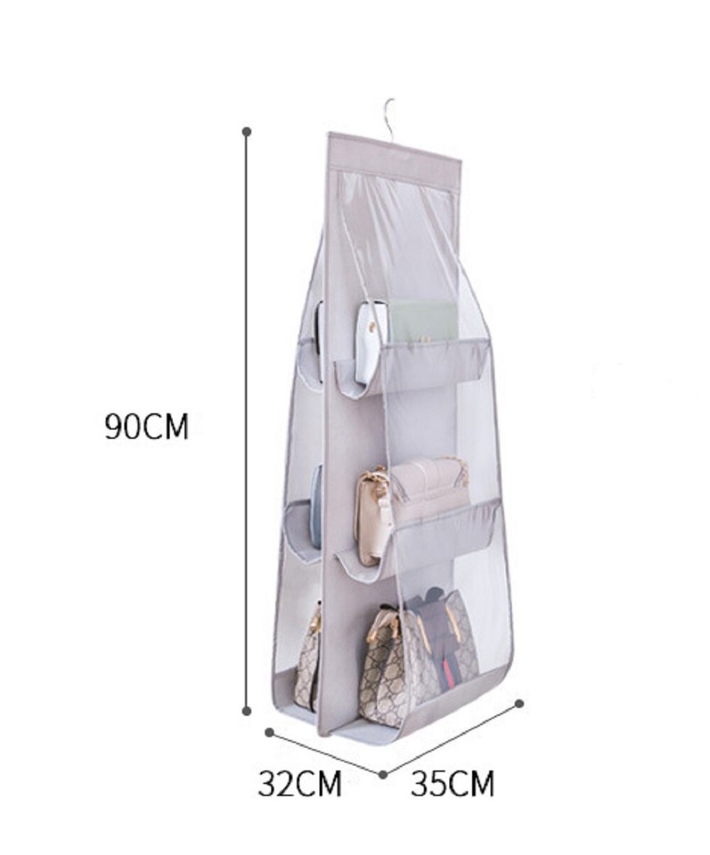 Hanging Handbag Organizer – 6 Pocket Closet Storage Holder for Purses ...