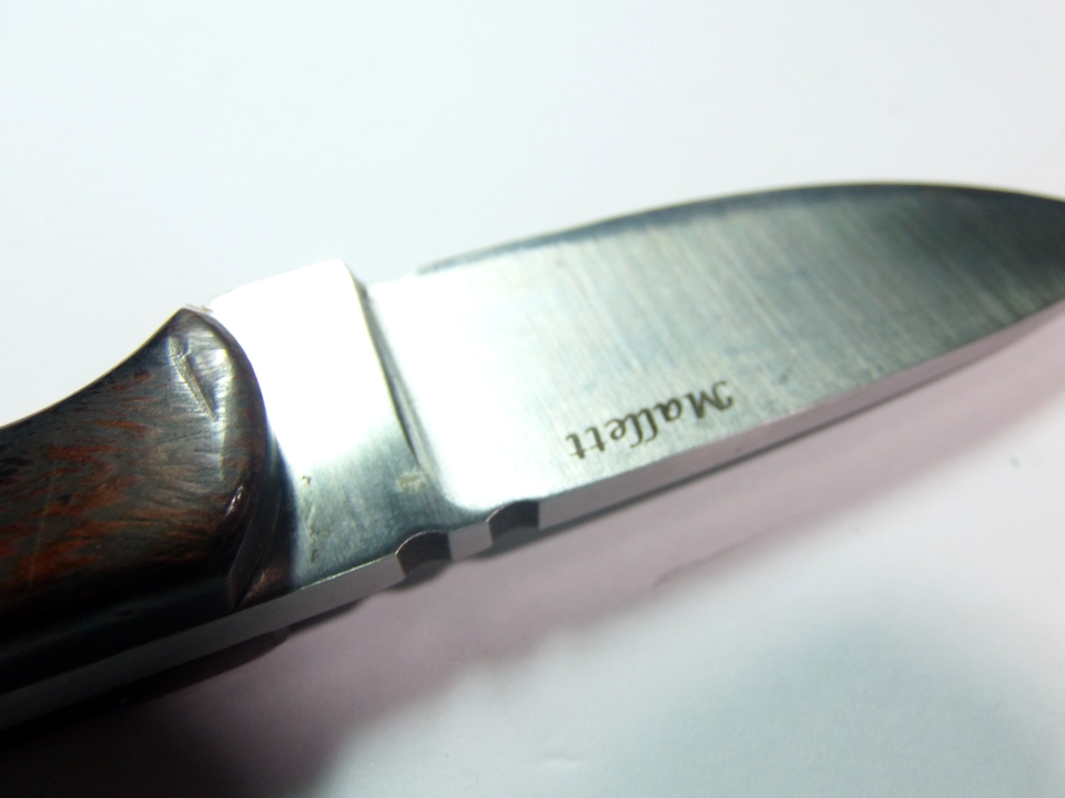 Vintage MALLETT Custom handmade HOLLOW Ground cross draw knife Silver ...